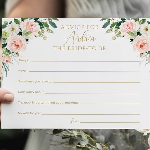 Printable Blush Pink Floral Bridal Shower Bingo Card Template Etsy