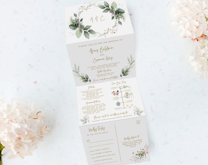 Tri Fold Wedding Invitation Printed All-in-one Invitation - Etsy