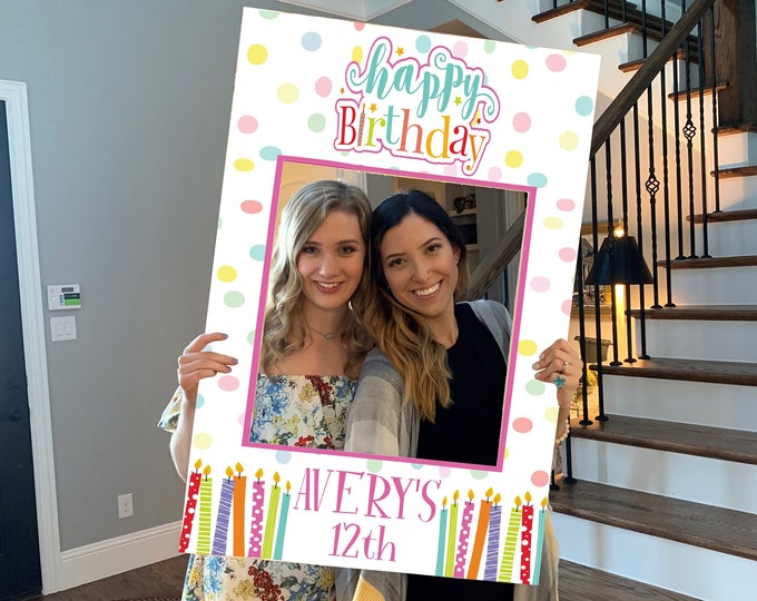 Birthday Photo Prop Frame Template Editable Happy Birthday - Etsy