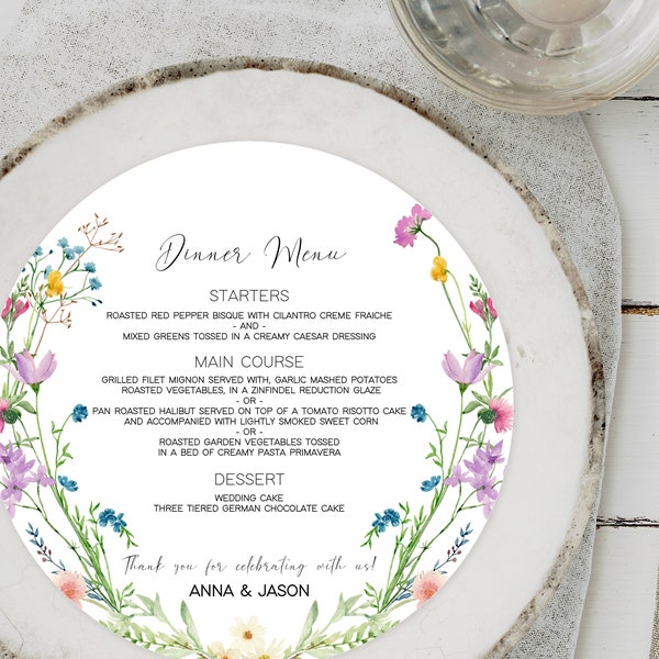 Floral Menu - Etsy