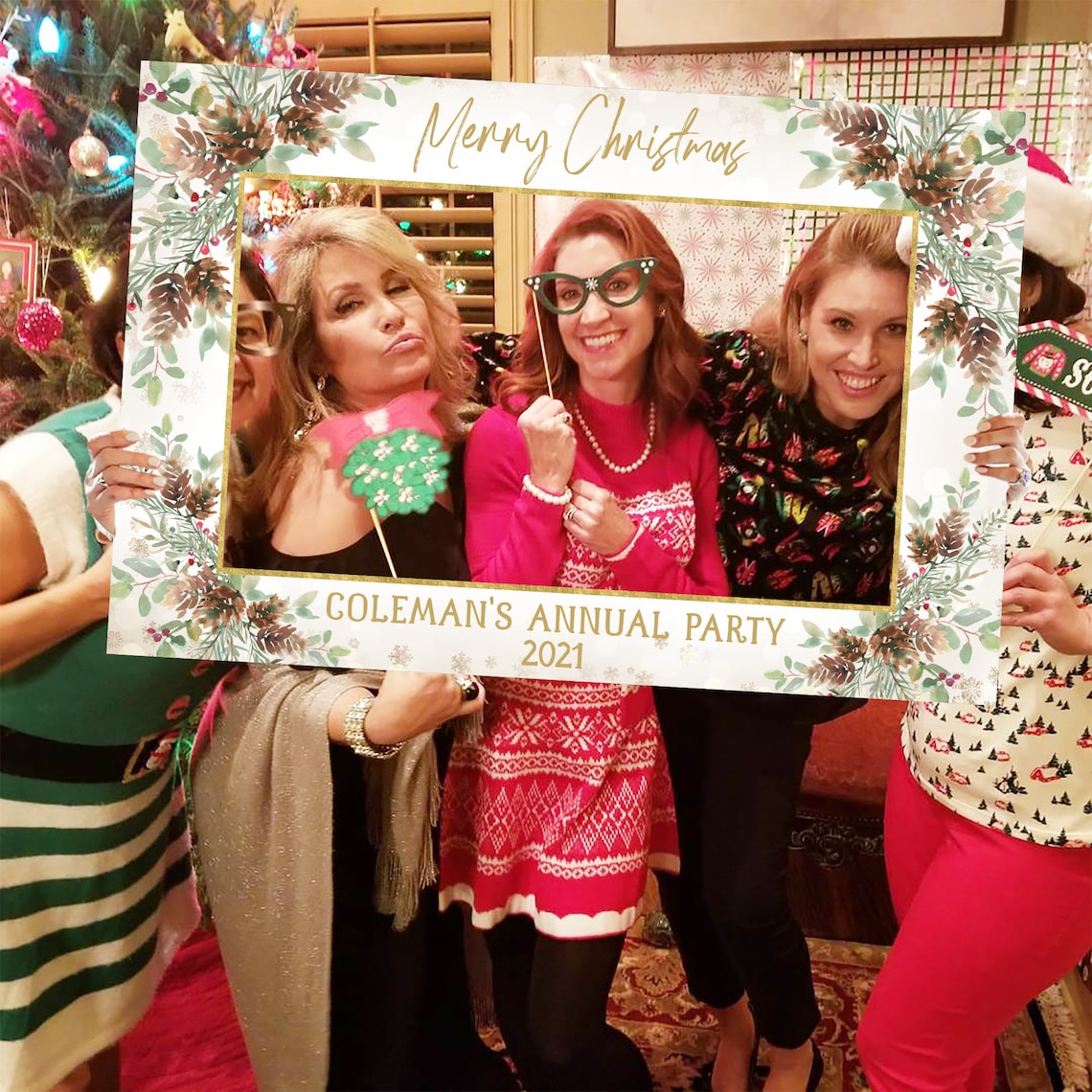 Christmas Party Photo Prop Frame Printable Template Rustic - Etsy