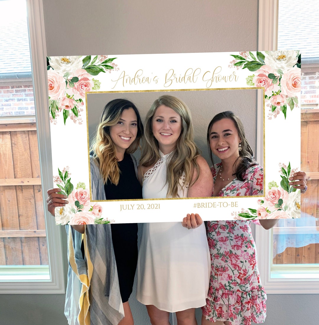 Photo Prop Frame PRINTED, Ready to Use, Blush Pink Floral Bridal Shower ...