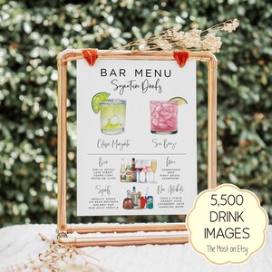 Bar Menu Template, Modern Editable Drink Menu, Minimalist Printable Bar ...