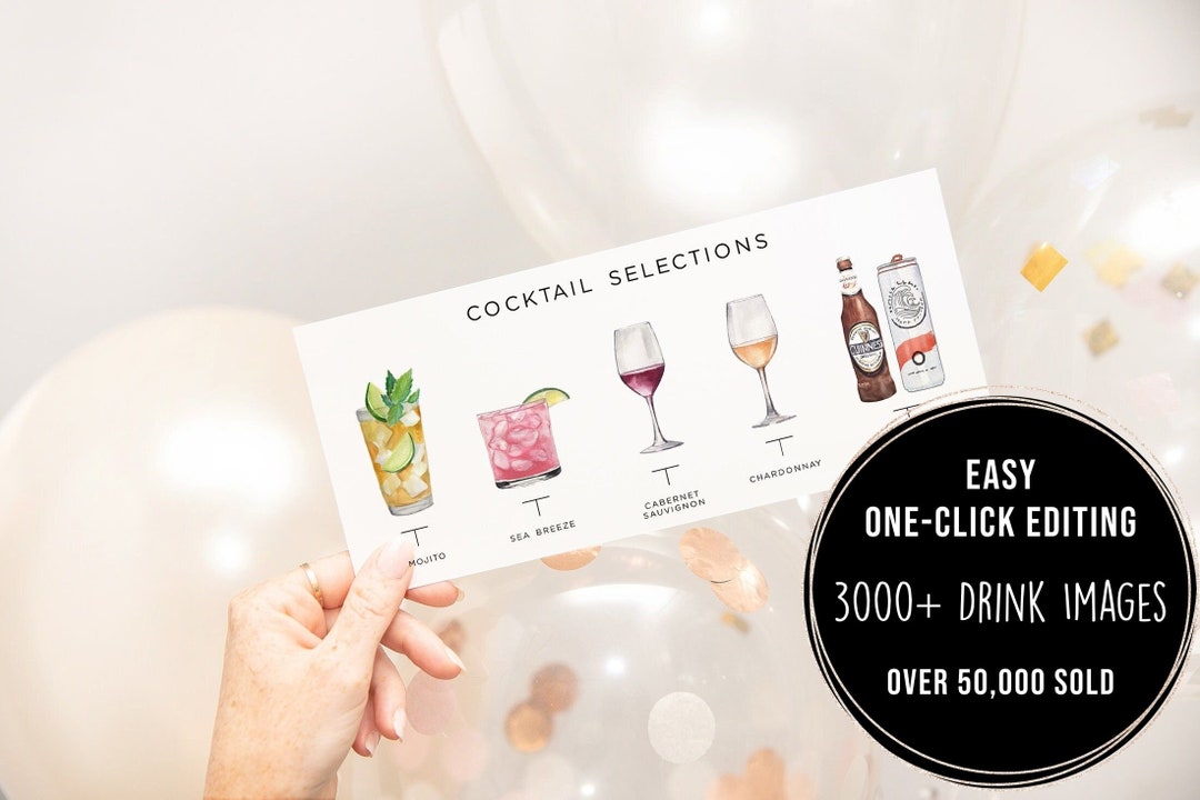 Bar Menu Card Template Modern Editable Drink Menu Template - Etsy