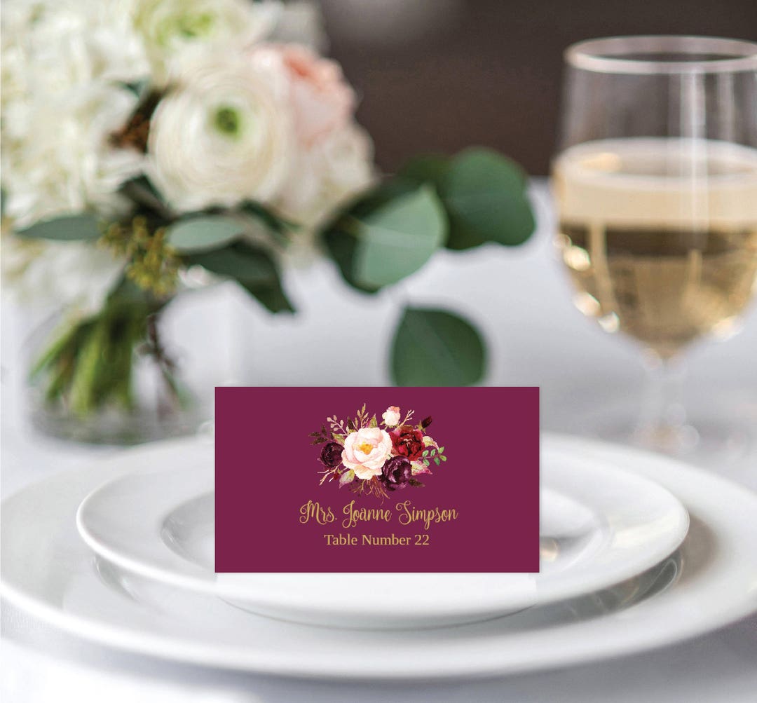 Printable Place Card Template, Place Cards Template Printable, Editable ...