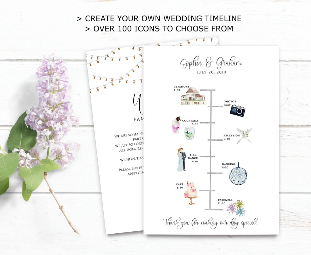 Rustic Wedding Timeline Printable: Editable Order of Events (DIY ...