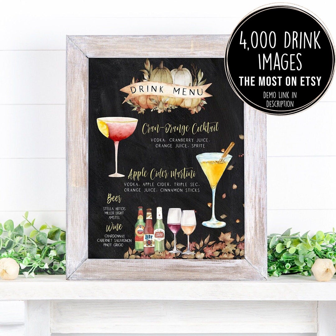 Fall Signature Drinks Sign Autumn Signature Cocktails - Etsy