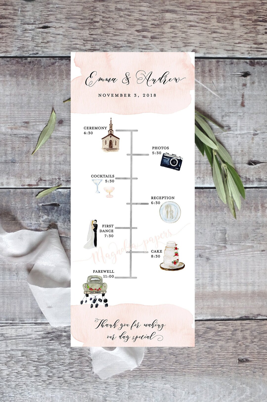 Wedding Timeline, Editable Timeline, Printable Wedding Schedule, Order ...