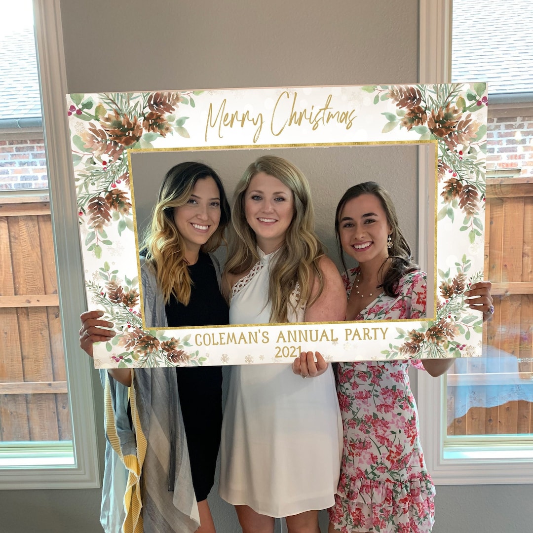 Christmas Party Photo Booth Frame: Rustic Holiday Decor, Printed Prop ...
