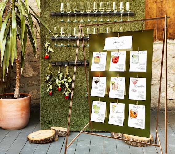 Cocktail Seating Chart, Modern Wedding Seating Chart Card Template ...