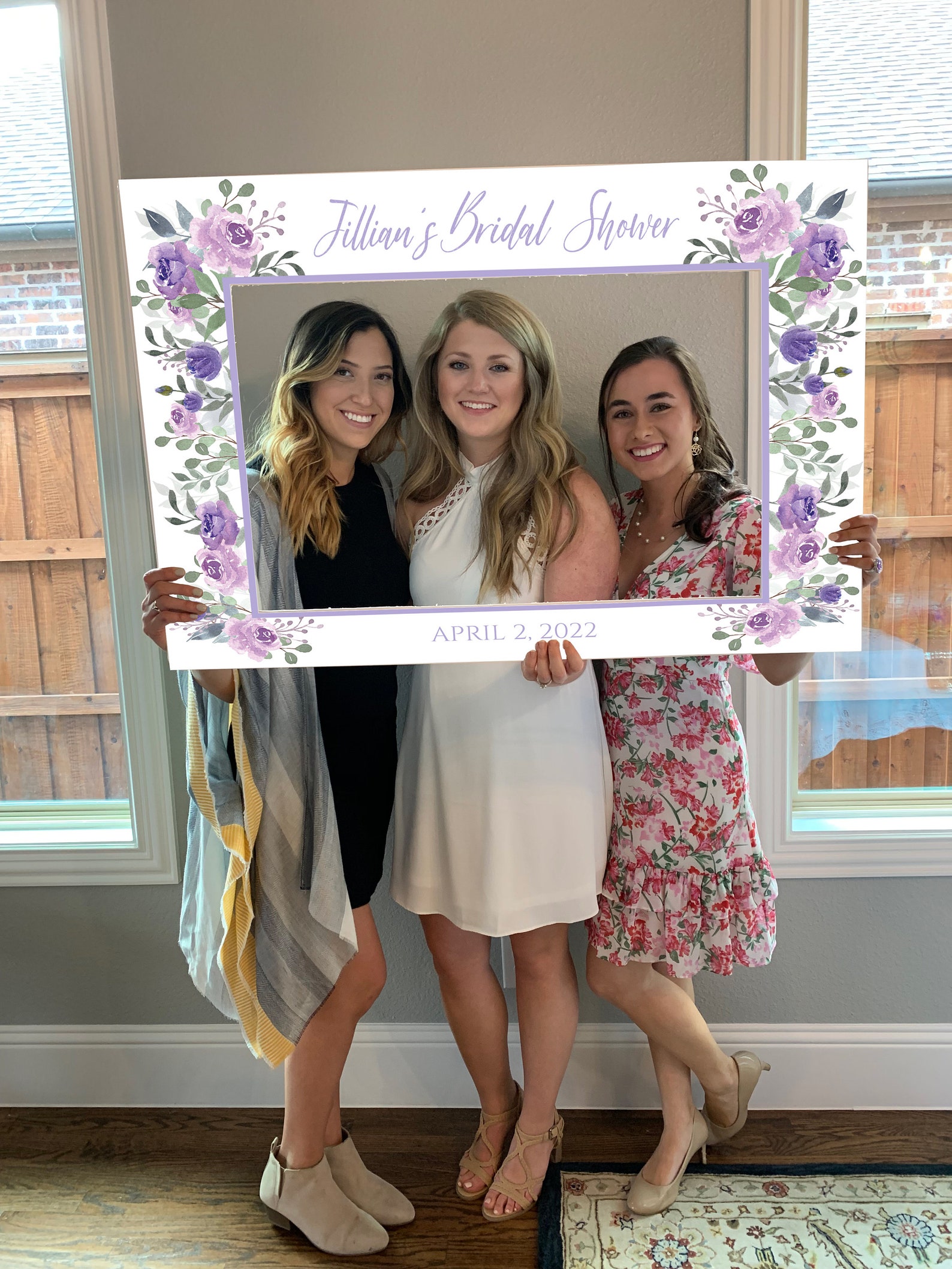 Photo Prop Frame PRINTED Ready to Use Lavender Floral Bridal | Etsy