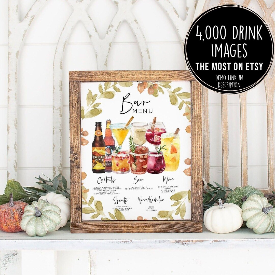 Fall Drink Menu Sign Template Boho Fall Editable Drink Menu - Etsy