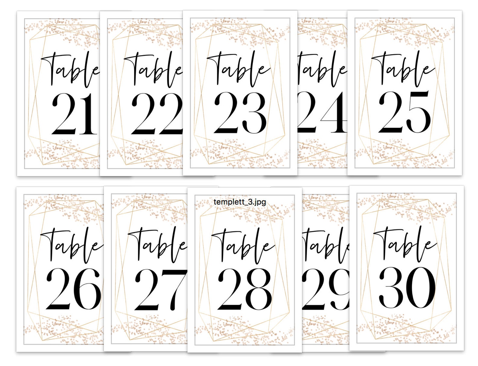 Geometric Gold Table Numbers Template Geometric Table Numbers - Etsy