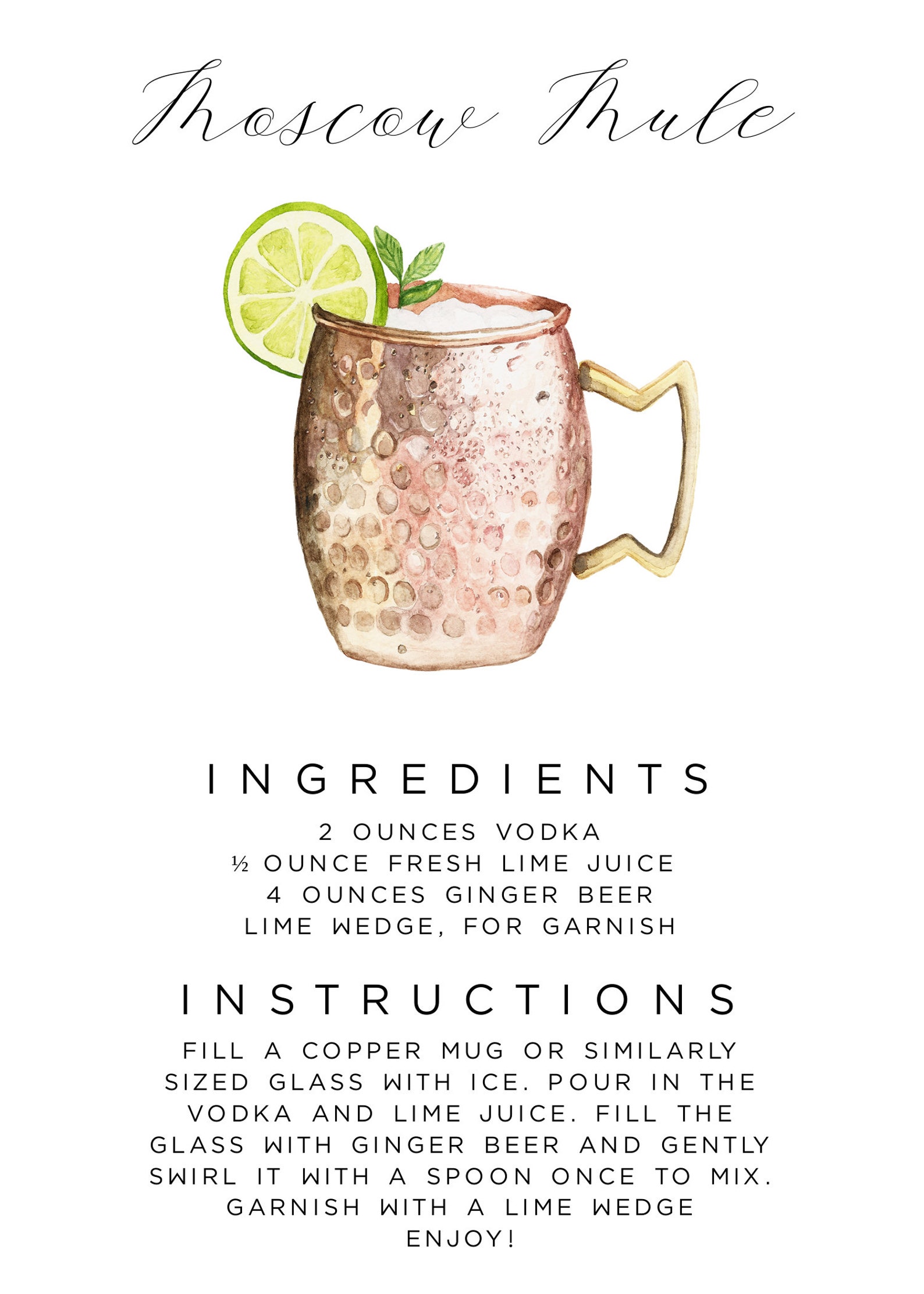 Cocktail Recipe Cards Template, Editable Drink Recipe Card, Printable ...