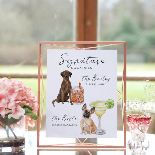 Minimalist Dog Signature Drink Sign Pet Signature Cocktail - Etsy