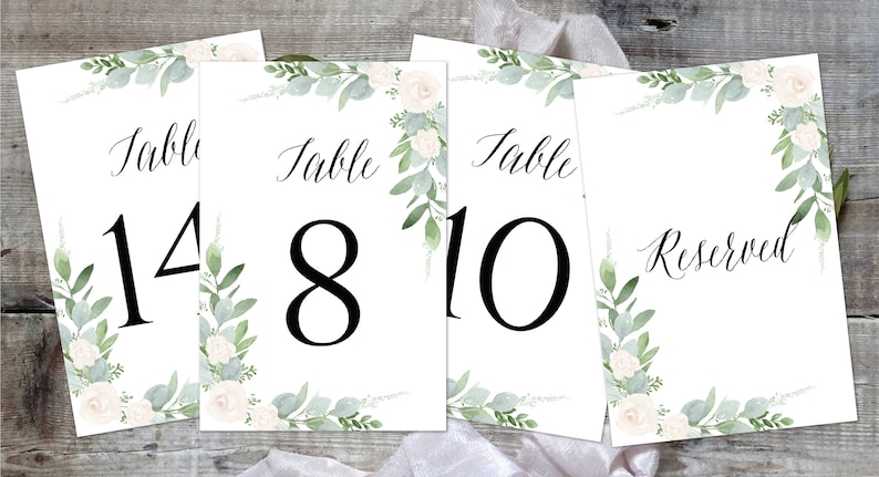 Greenery Table Numbers Template Wedding Table Numbers - Etsy