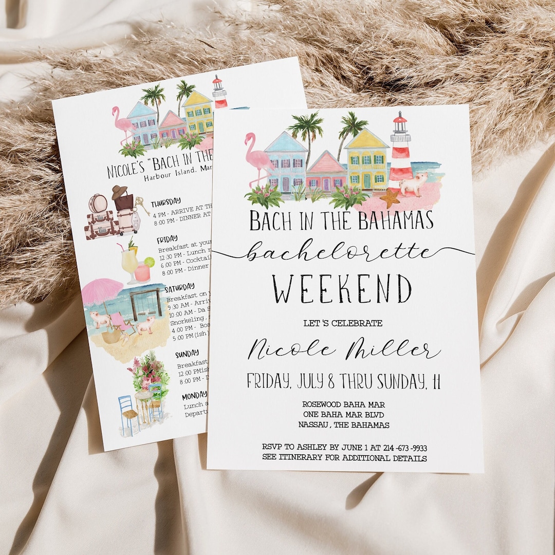 Bahamas Bachelorette Itinerary & Invite Template (editable) - Etsy