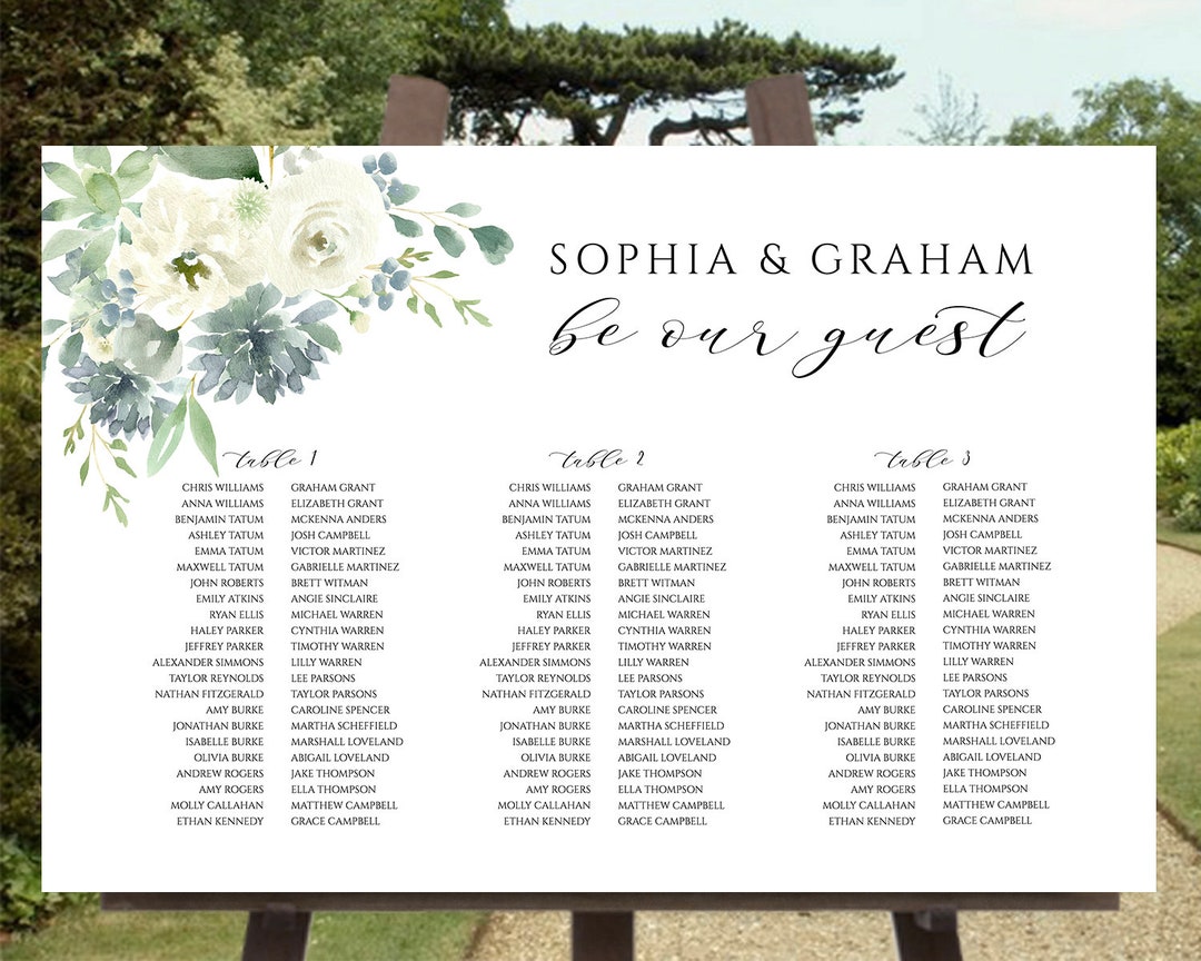 Printable Seating Chart Long Table, Banquet Seating Chart Template ...