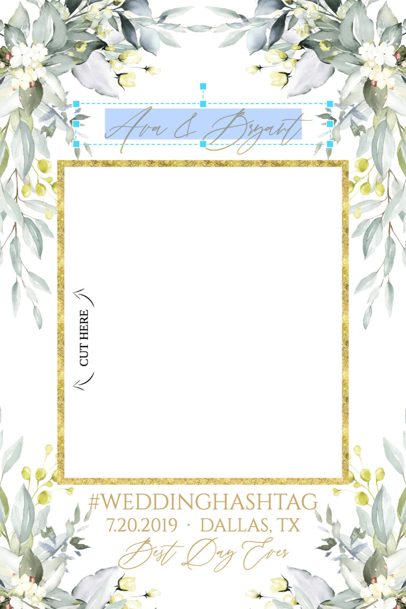 Photo Prop Frame Printable Template Greenery Wedding / Bridal - Etsy