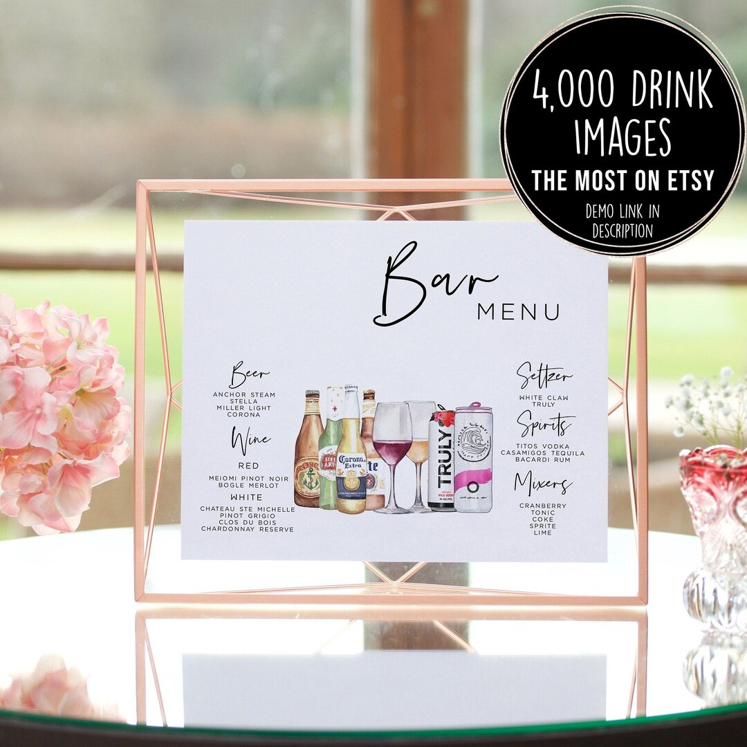 Bar Menu Template, Modern Editable Drink Menu Template, Minimalist ...