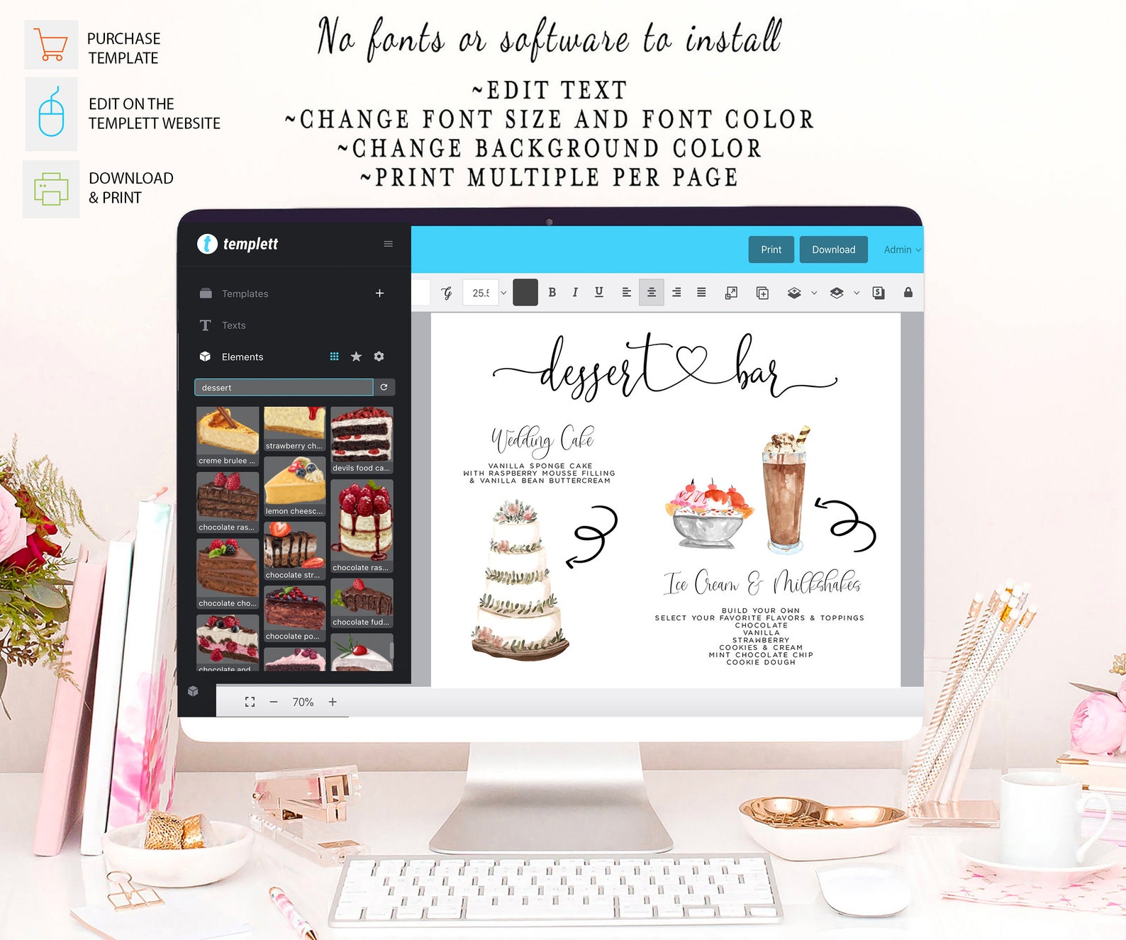 Fall Dessert Bar Menu Sign Template Editable Autumn Dessert - Etsy