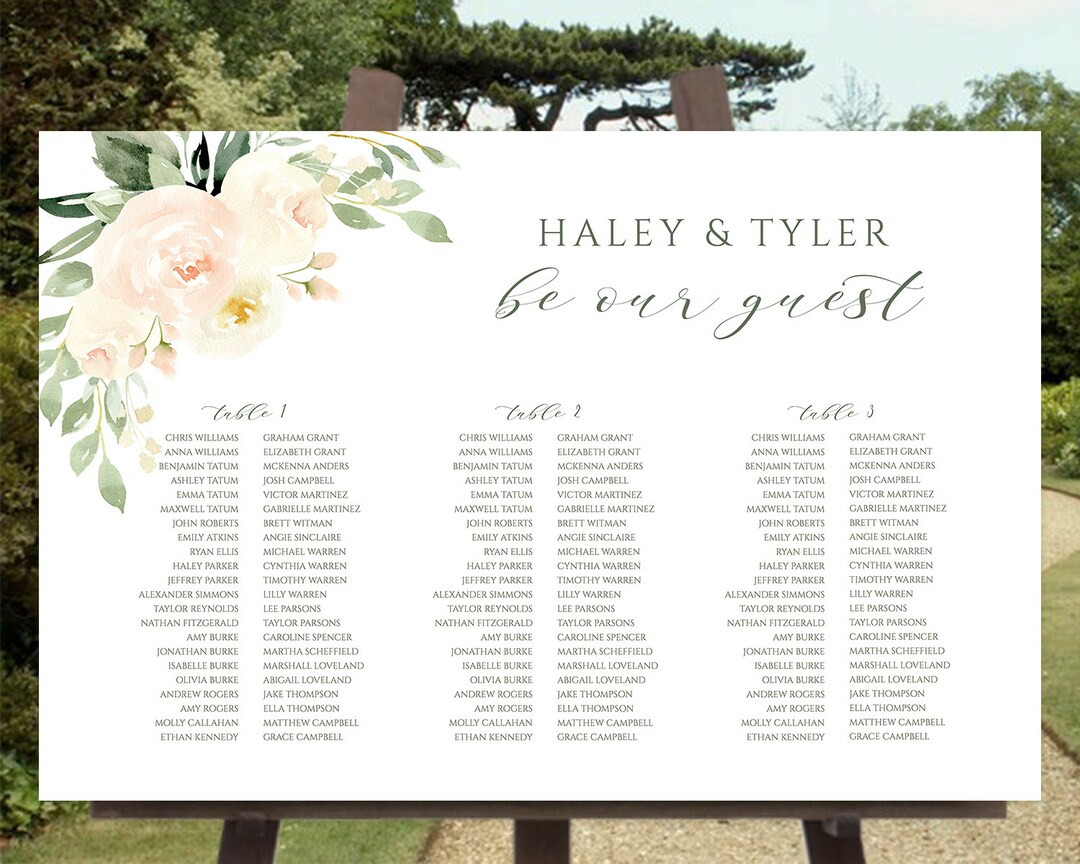 Printable Seating Chart Long Table, Banquet Seating Chart Template ...