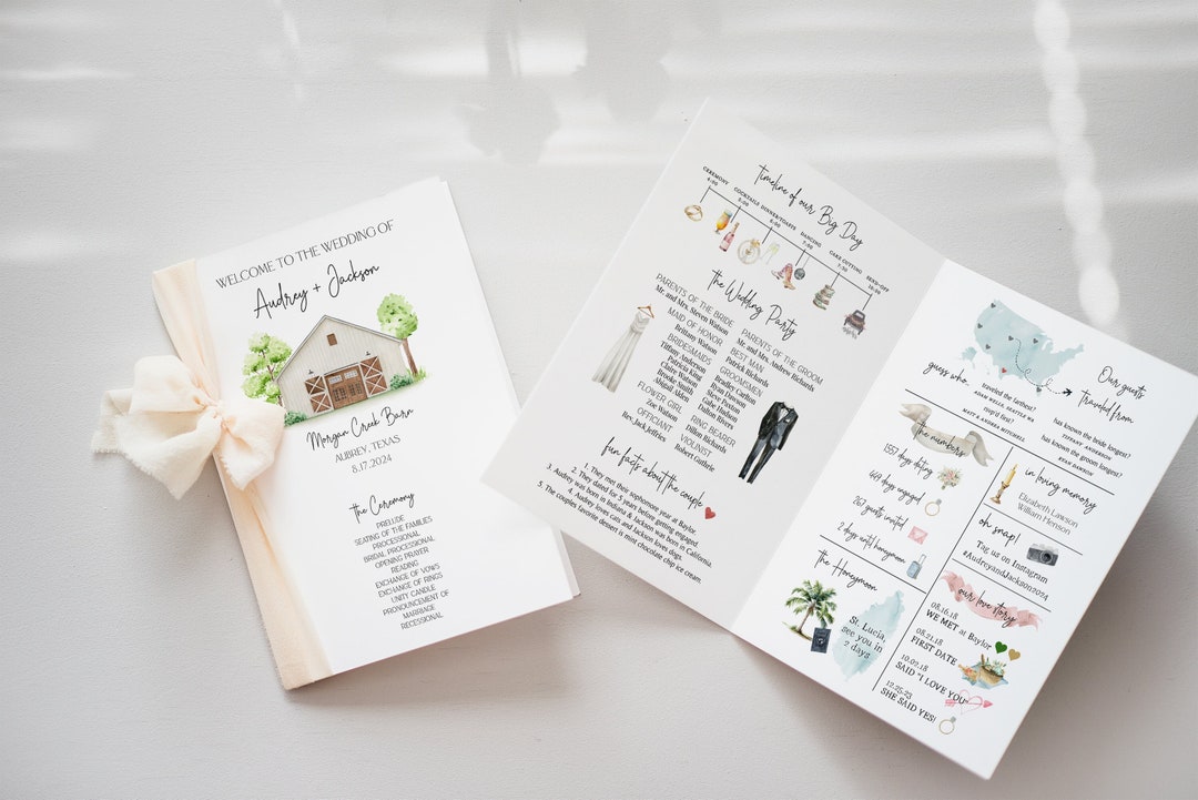 Infographic Folded Wedding Program Template, Church Wedding Ceremony ...