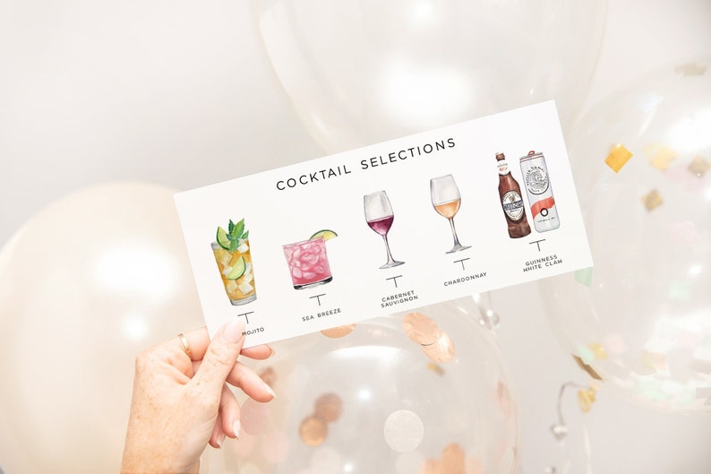 Bar Menu Card Template Modern Editable Drink Menu Template - Etsy