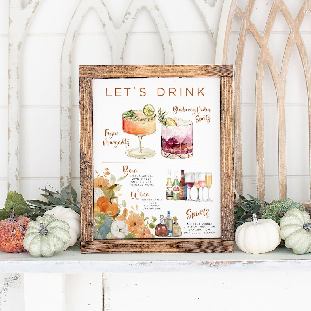 Fall Bar Menu Template, Modern Thanksgiving Editable Drink Menu ...