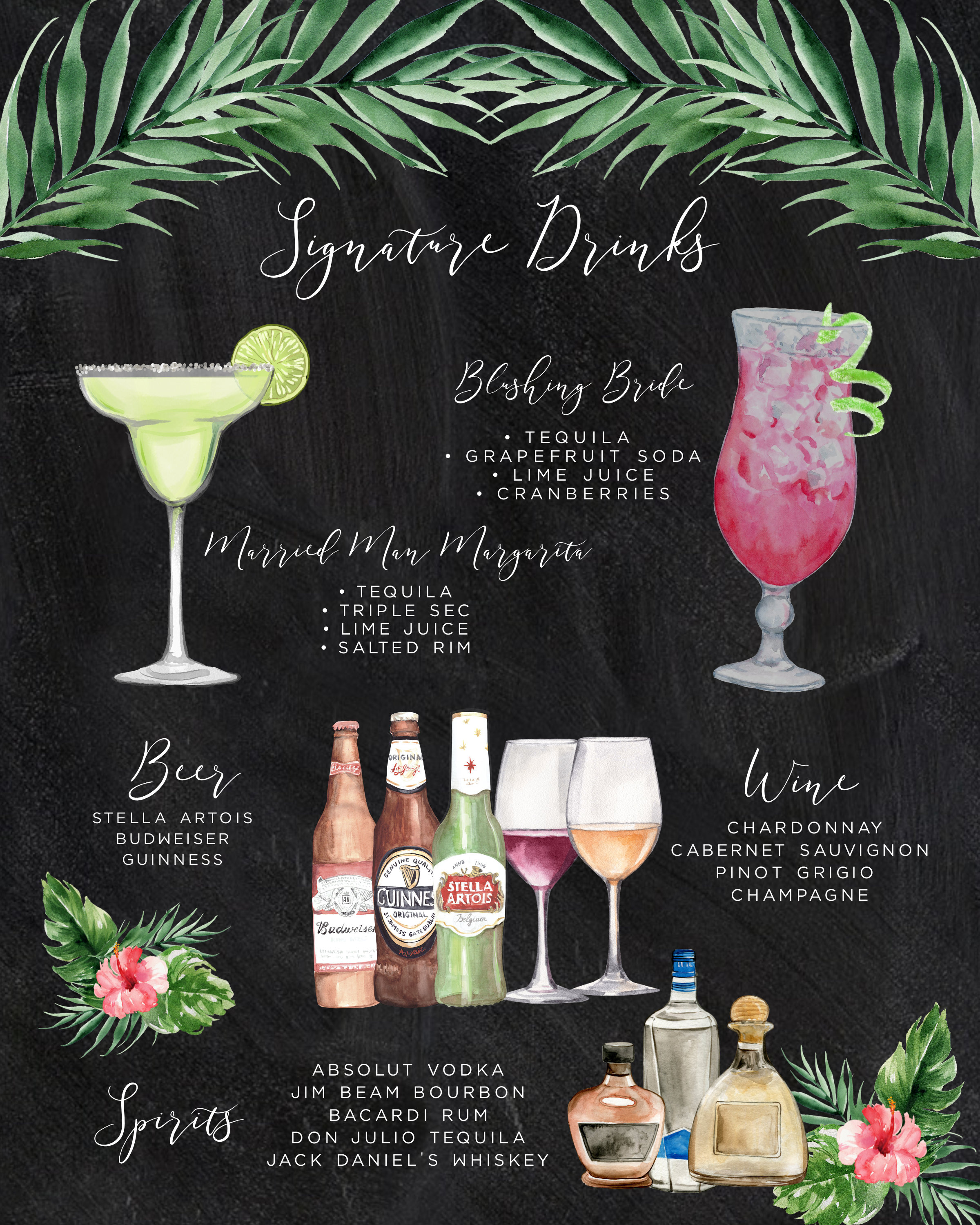 Christmas Party Drink Menu Signature Drinks Sign Signature Drinks Sign ...