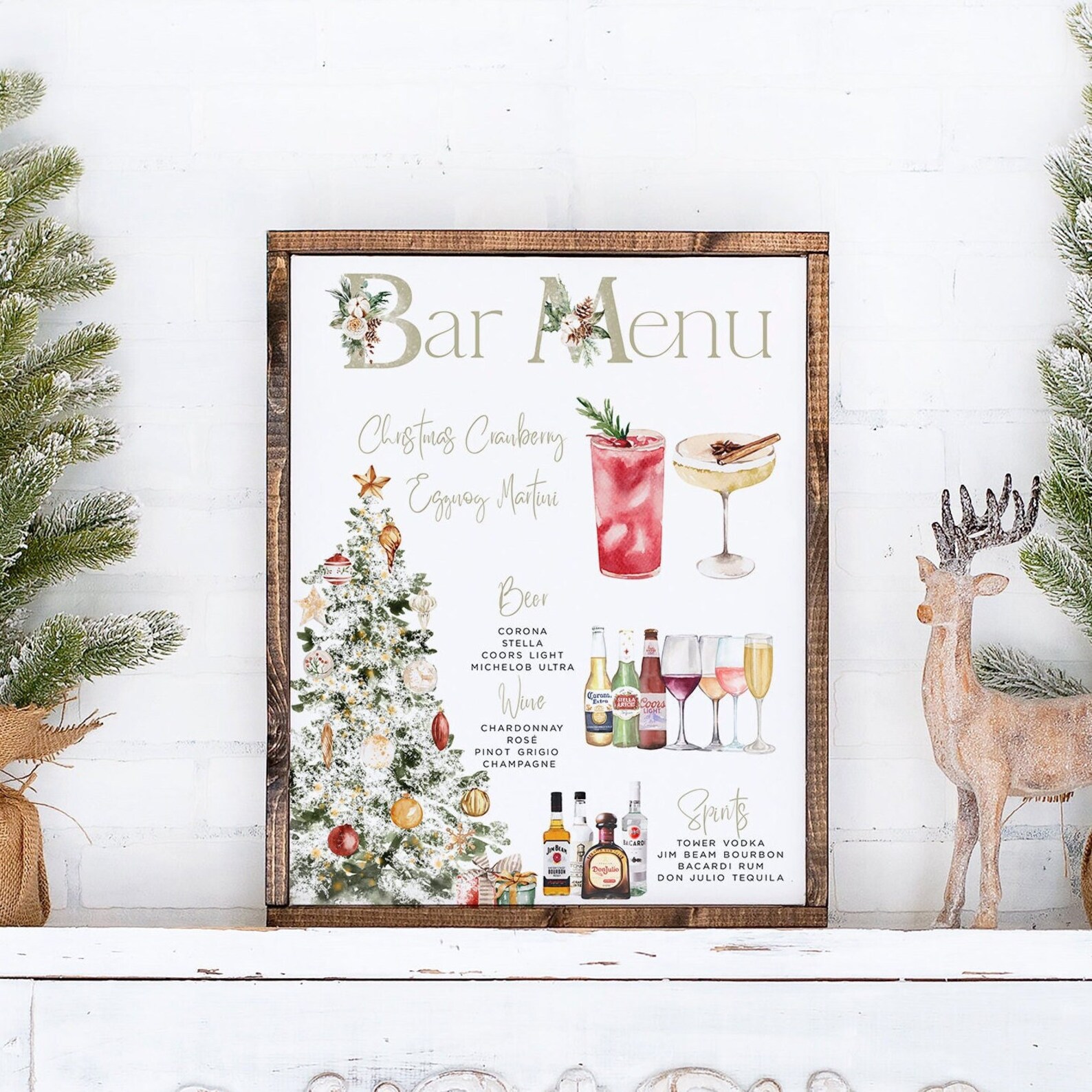 Christmas Drinks Sign Christmas Bar Menu Template Printable - Etsy