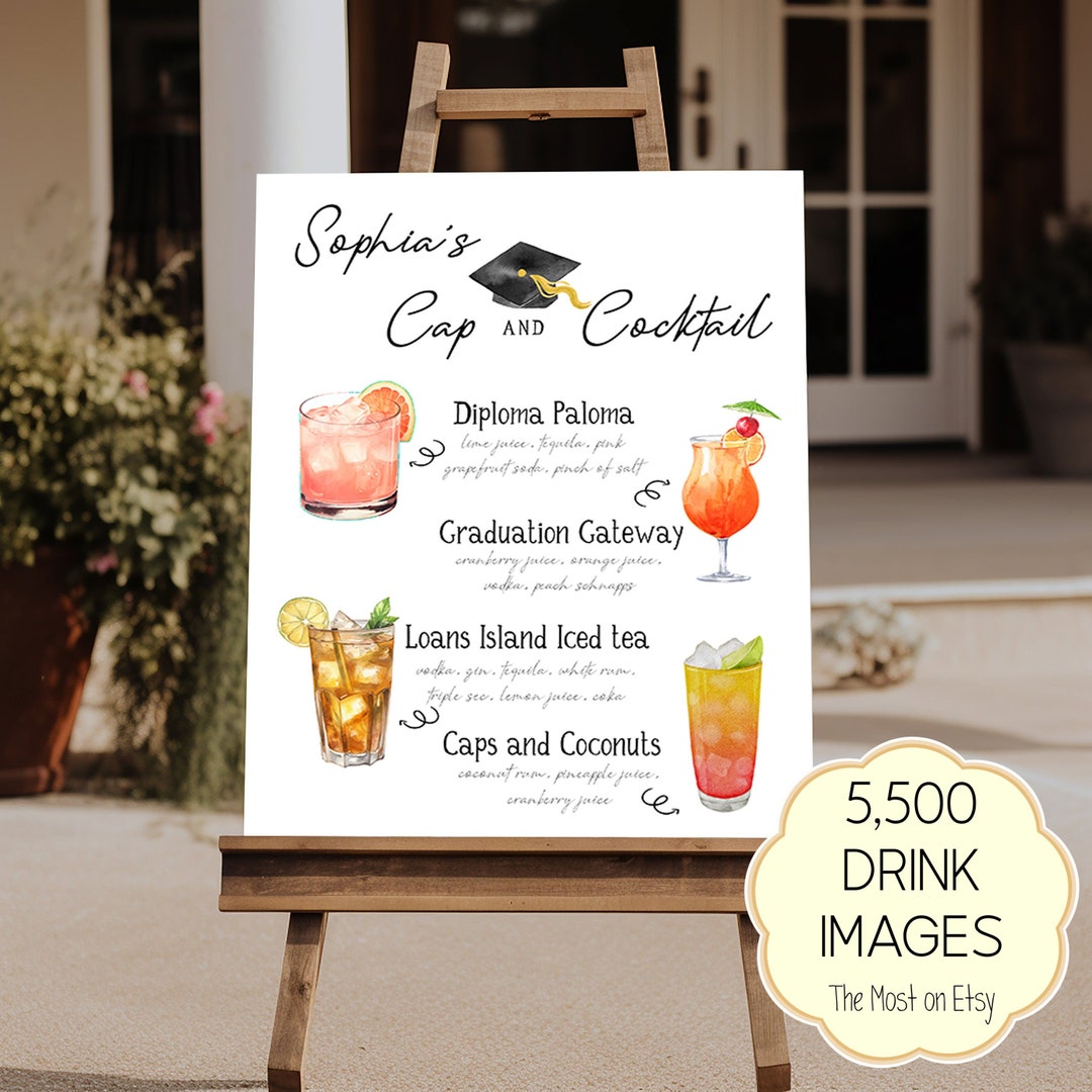 Graduation Signature Drink Template, Graduation Party Cocktail Sign ...
