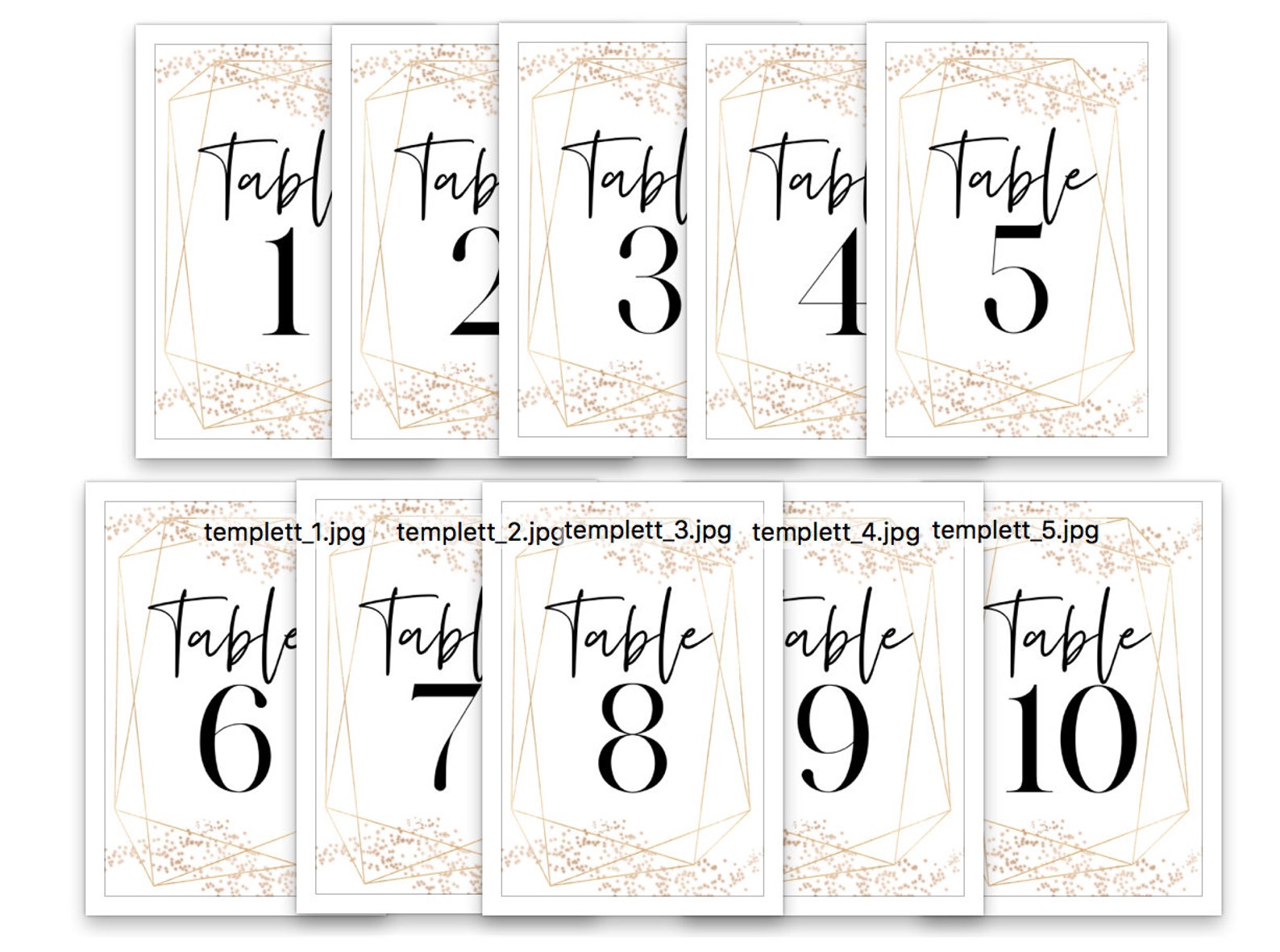 Geometric Gold Table Numbers Template Geometric Table Numbers - Etsy