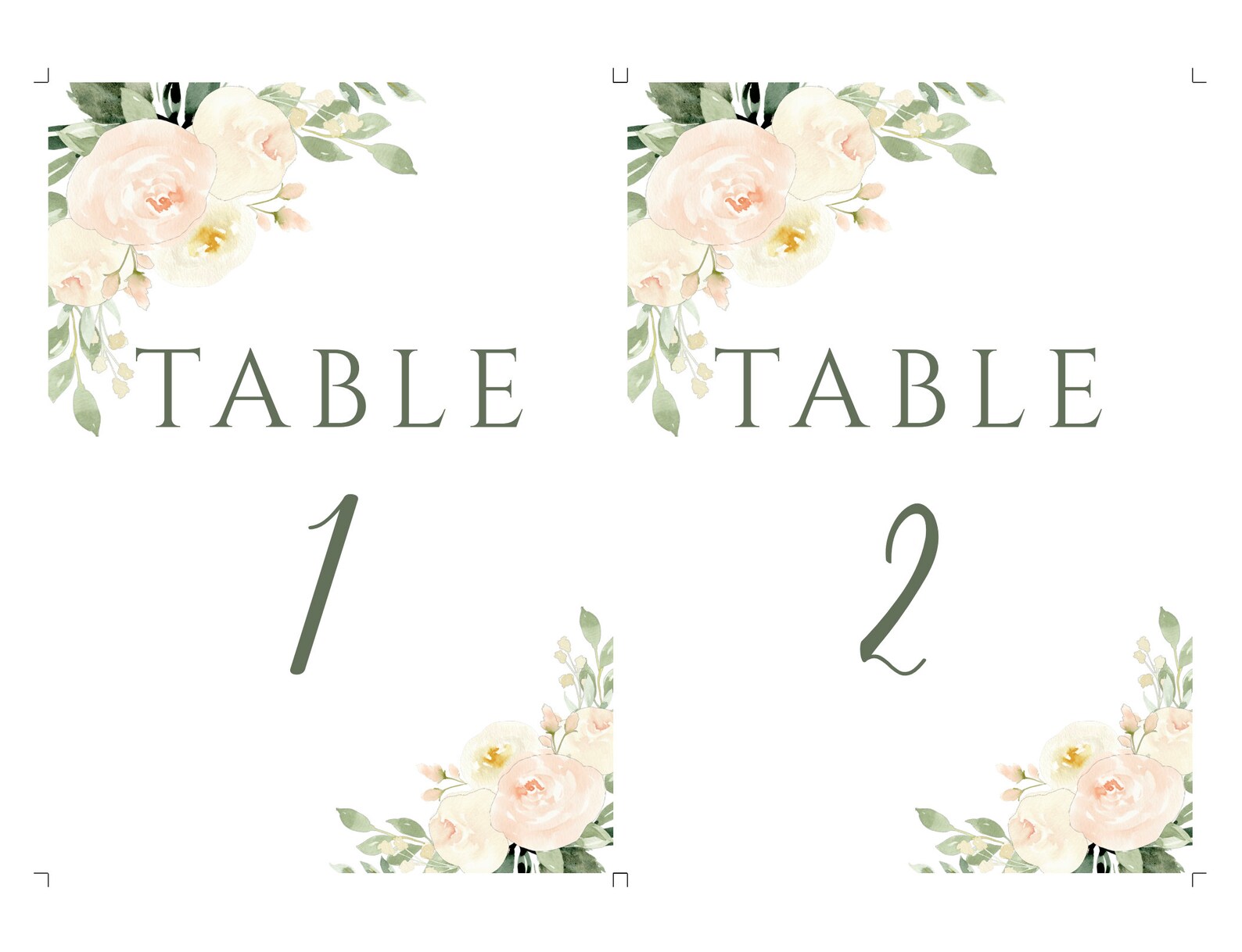 Printable Table Number Card Table Number Template Wedding - Etsy