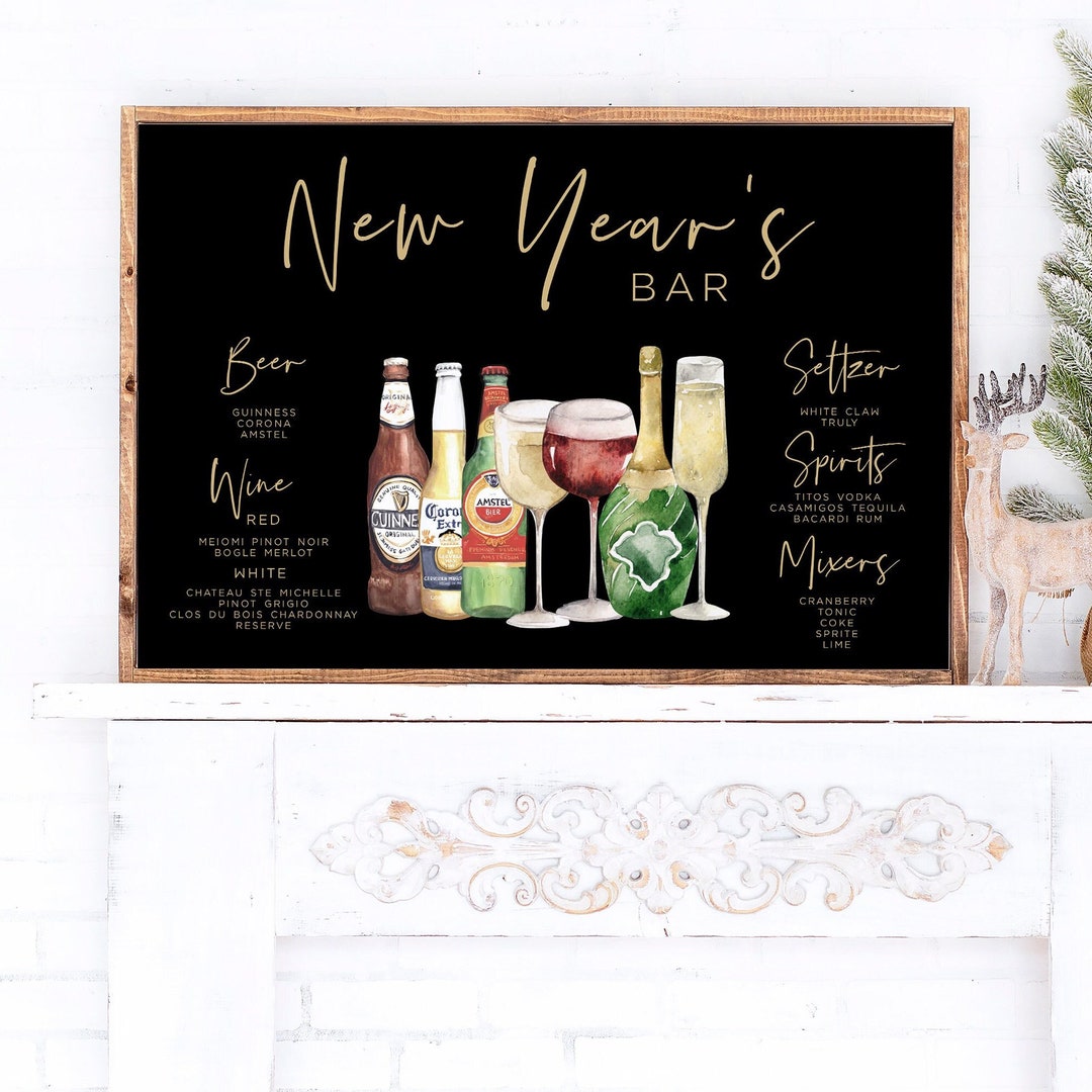 New Year's Eve Bar Menu Template, Glitter Lights New Years Eve Cocktail ...