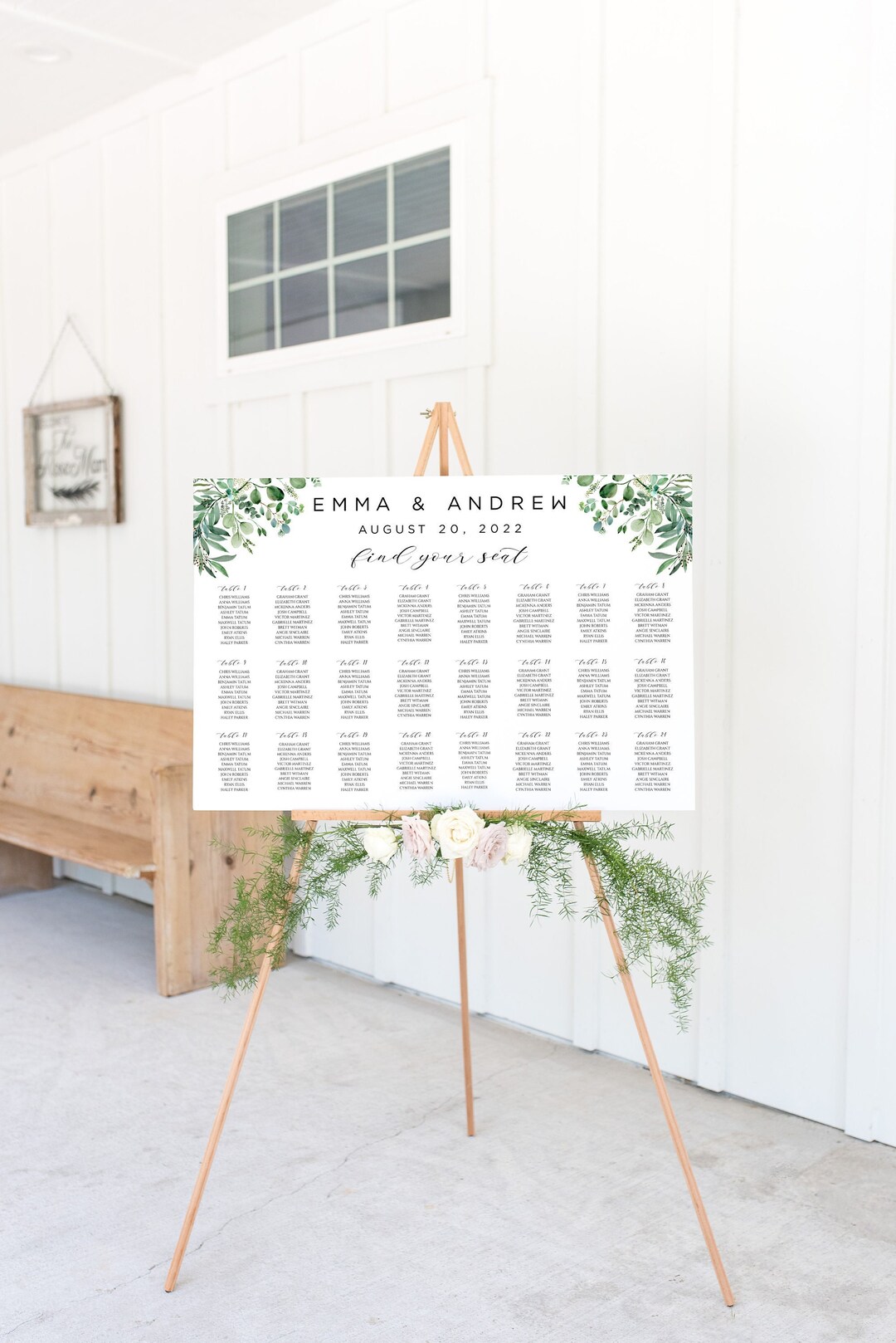 Eucalyptus Seating Chart Template, Modern Printable Seating Chart ...
