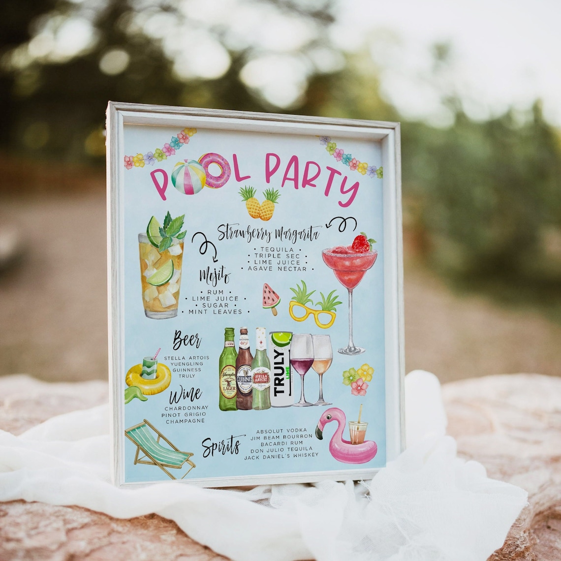 Pool Party Bar Menu Template Summer Party Drink Menu - Etsy