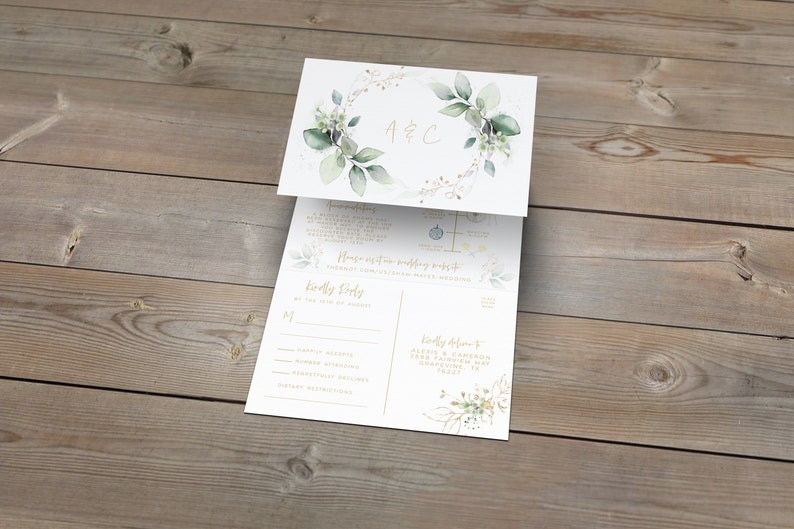 Tri Fold Wedding Invitation Printed All-in-one Invitation - Etsy