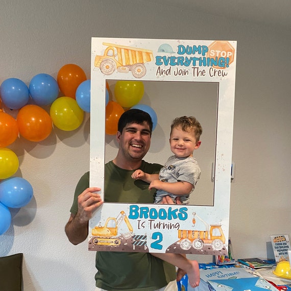 Construction Theme Birthday Photo Prop Frame Printed, Ready-To-Use Dump ...