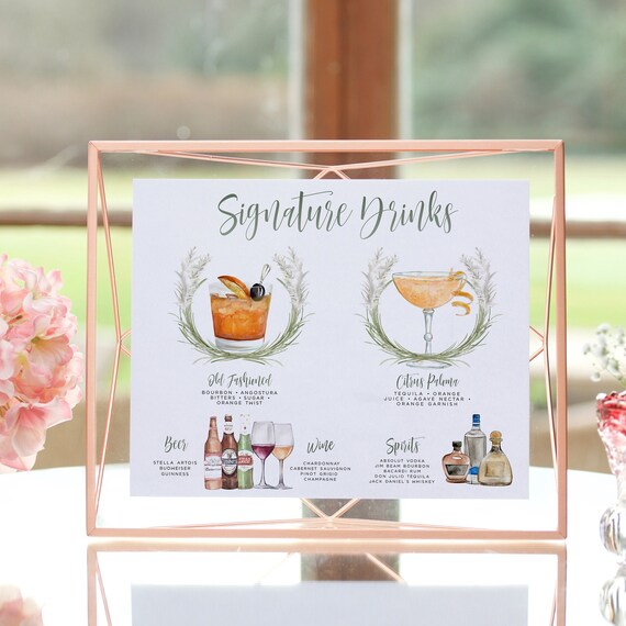 Signature Drink Sign, Design Your Own 2,000 Drink Images + Garnishes ...
