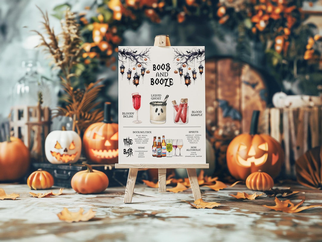 Halloween Bar Menu Sign, Halloween Signature Cocktails Template, Drink ...