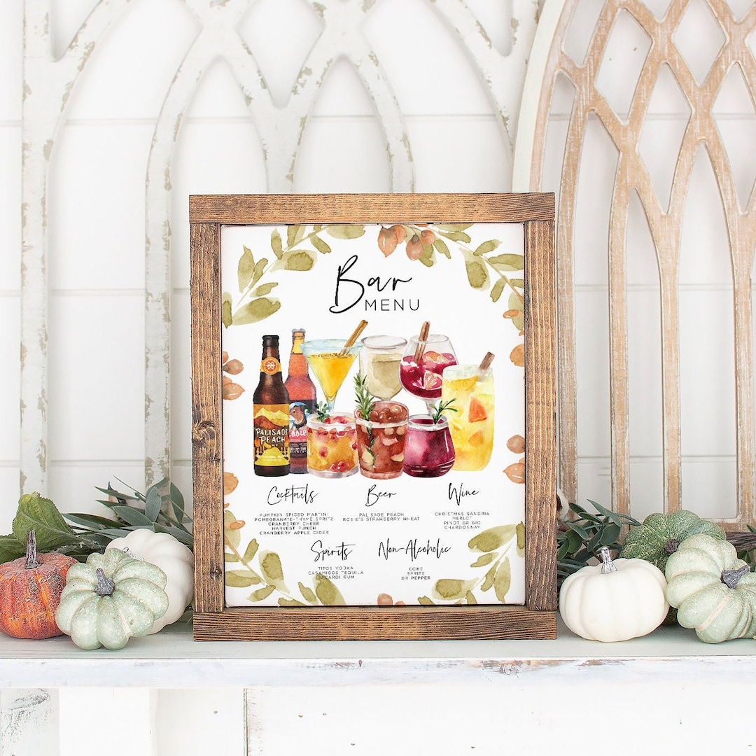 Fall Drink Menu Sign Template, Boho Fall Editable Drink Menu, Fall ...