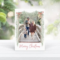Editable Tan and Gold Merry Christmas Photo Card Template (5x7) - Etsy