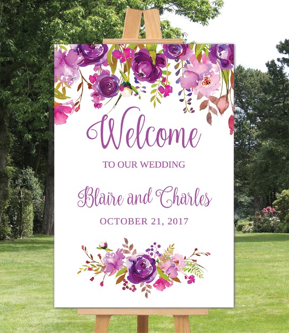 Wedding Welcome Sign Template Printable Editable Three Sizes 
