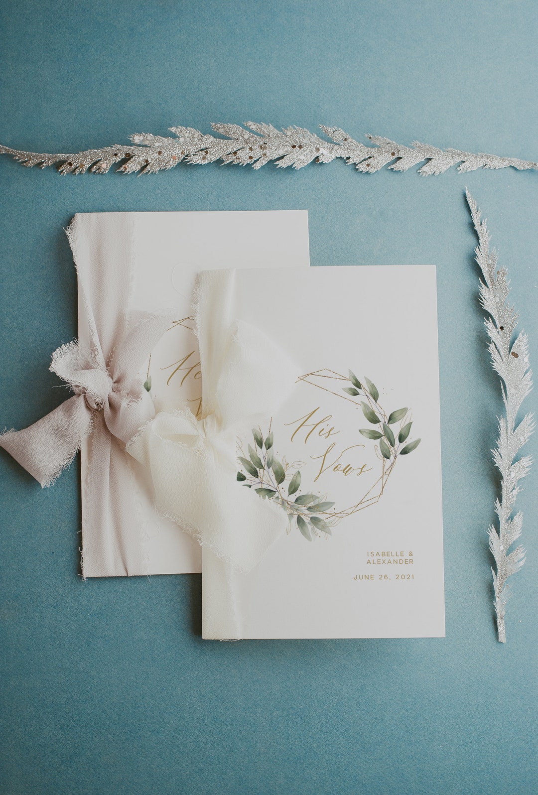 Wedding Vows Booklet Template, Printable His and Hers Eucalyptus ...