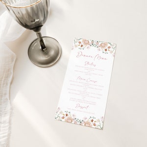 Wildflower Floral Dinner Menu Printable Template, Editable Wedding Menu ...