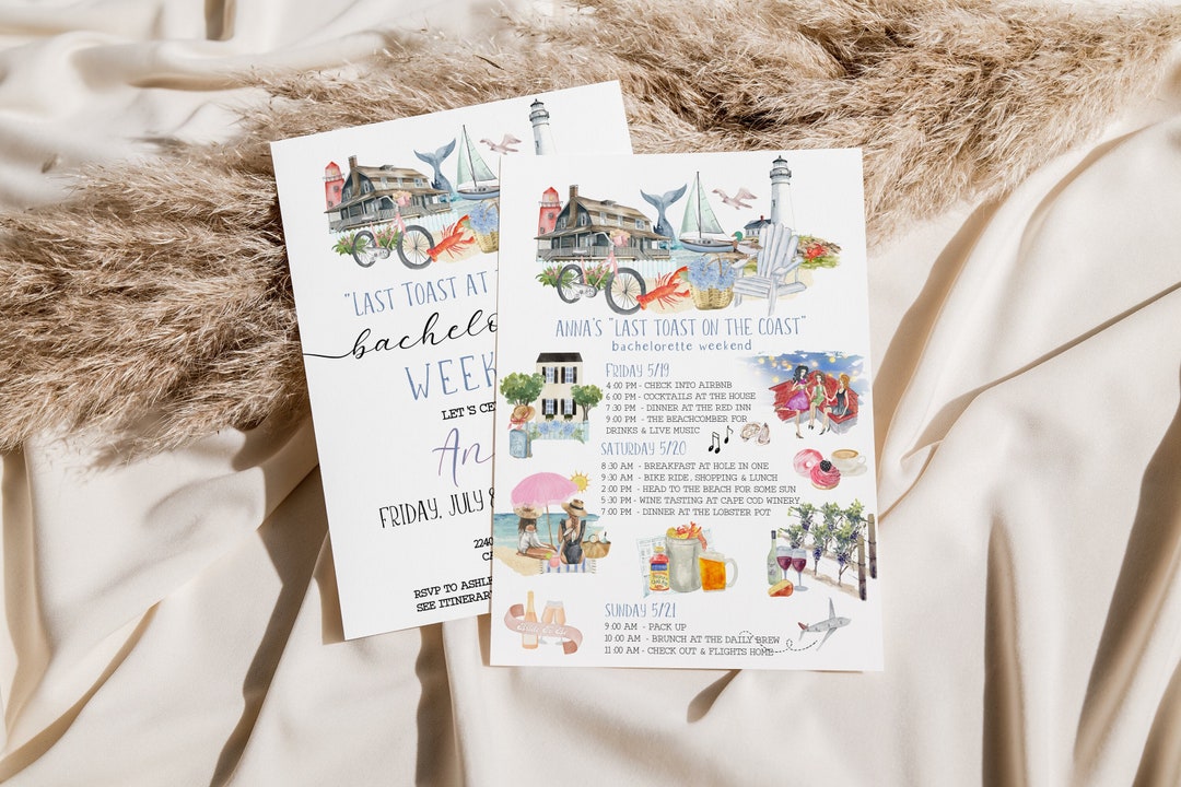 Cape Cod Bachelorette Itinerary Template: Coastal Girls Weekend Invite ...