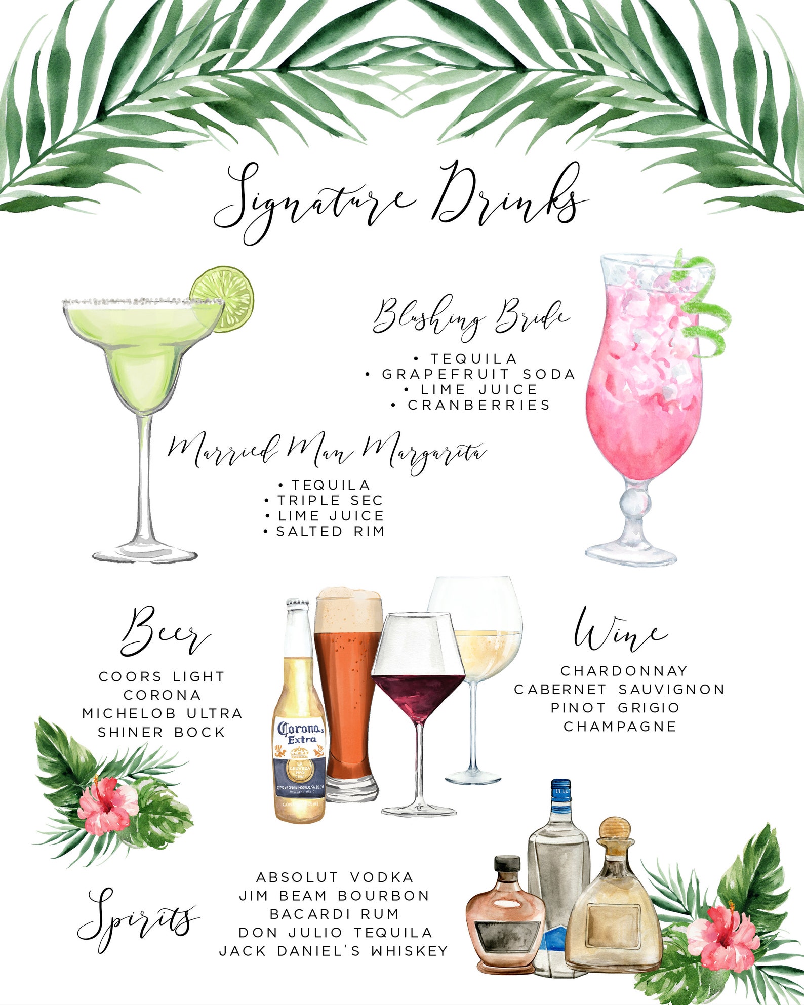 Editable Drink Menu Template