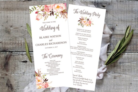 4x9 wedding program printing | Beachweddingtips.com