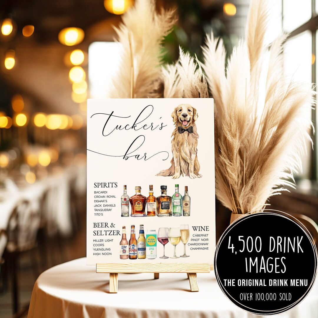 Wedding Bar Menu With Pet, Signature Pet Drink Sign Template, Pet ...